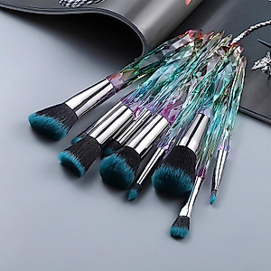 Kingtree Makeup Brushes Set, 10PCS Crystal Makeup Brushes Premium Synthetic Powder Foundation Concealer Eye Shadow Brush, Professional Face Eye Make Up Brushes for Girls Women