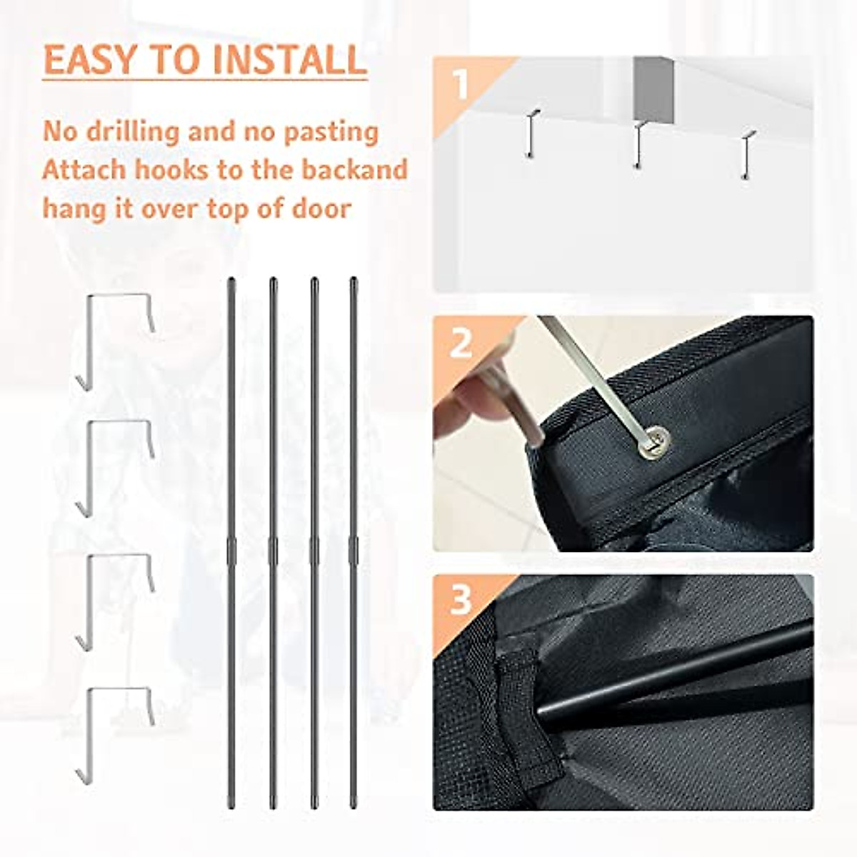 Stuffed Animal Storage, Over The Door Organizer for Closet, Plush Toy, Stuffed Animal Holder with 7 Mesh Pockets, Hanging Door Organization for Kids Room, Nursery, Bedroom