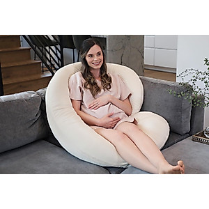 Pharmedoc The CeeCee Pillow Pregnancy Pillows C-Shape Full Body Pillow and Maternity Support ( Mint Jersey Cover)- Support for Back, Hips, Legs, Belly a Must Have for Pregnant Women