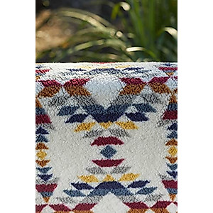 Luxe Sherpa Fleece Blanket Ultra Plush Lightweight Throw Blanket Soft Cozy for Bed Sofa Home Warm Fuzzy Blanket Bohemian Soft Cozy Plush Blanket, Navajo Print Multi, 50 in x 60 in