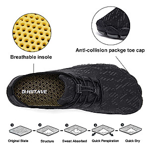 HIITAVE Water Shoes for Men Barefoots Quick-Dry Aqua Socks Pool Shoes for Beach Swim Surf Sports Shoes Black 8 M US Men