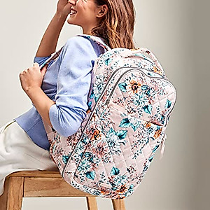 Vera Bradley Women's Performance Twill Travel Backpack Travel Bag, Peach Blossom Bouquet, One Size