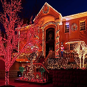 kemooie 500 LED Red Valentines Day Lights, 164FT 8 Twinkle Modes and Memory Function Plug in Waterproof Tree Lights for Garden Tree Outdoor Indoor Valentines Decorations (Red)