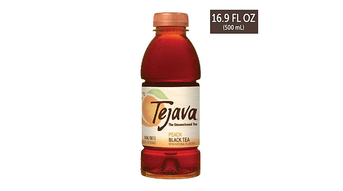 Tejava Unsweetened Peach Iced Tea, 16.9 Ounce PET Bottles, Natural, Non ...