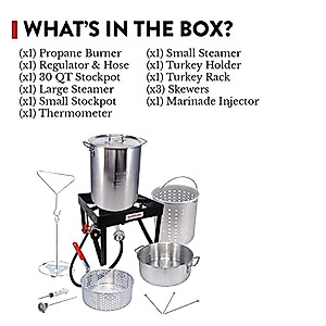 Gas One Turkey Fryer Propane Burner Complete Kit - Turkey Fry & Boil - With High Pressure Propane Regulator and Hose