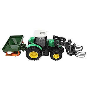 DAUZ RC Farm Tractor Toy, 4CH Nonslip 3 in 1 1:24 RC Tractor Toy Set for Gift (Green)