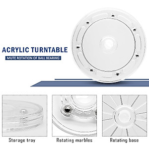 Zorveiio 6 Inch Acrylic Turntable Organizer, Clear 360 Degree Rotation Round Turntable for Kitchen Pantry Table Countertop Cabinet Decorating