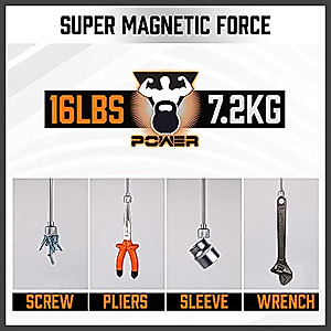 HORUSDY 3PCS Telescoping Magnetic Pickup Tool with LED Lights, 16lb Pick Up Rod, 360 Swivel Adjustable Inspection Mirror, Gadget Tool for Men