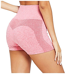 Bblulu High Waist Womens Seamless Yoga Shorts Tummy Control Running Elastic Shorts 4 Way Stretch Hot Pants Push Up Tighst