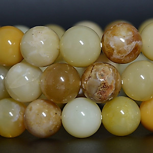 Justinstones Natural Yellow Opal Gemstone 10mm Round Beads Stretch Bracelet 7 Inch Unisex