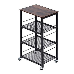 Steel Utility Cart Collapsible Rolling Cart Bar Serving Cart for Kitchen Bathroom Bedroom,Space Saving