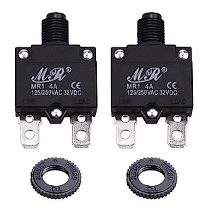 RKURCK 125/250V AC 32V DC Push Button Circuit Breaker 4 Amps, Thermal Overload Protector Switch, Manual Reset Thermal Circuit Breaker 4A