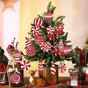 Tondiamo 20 Pcs Christmas Diamond Painting Keychain Kits 5D DIY Diamond Art Pendants Double Sided Candy Cane Hanging Diamond Painting Key Chains for Christmas Party Decoration Kids DIY Ornaments