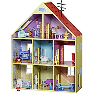 Peppa Pig Wooden Deluxe Playhouse, 8 Rooms, Includes 2 Fun Figures and 29 Accessories, Made of Responsibly Sourced Wood, for Ages 3 and Up (Amazon Exclusive)