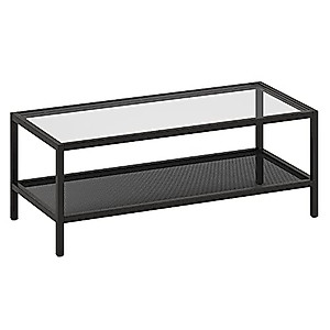 Henn&Hart 45" Wide Rectangular Coffee Table in Blackened Bronze, Modern coffee tables for living room, studio apartment essentials