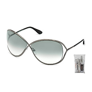 Tom Ford Miranda 08B 68M Shiny Gunmetal/Gradient Smoke Lenses Geometric Sunglasses for Women + BUNDLE with Designer iWear Eyewear Kit