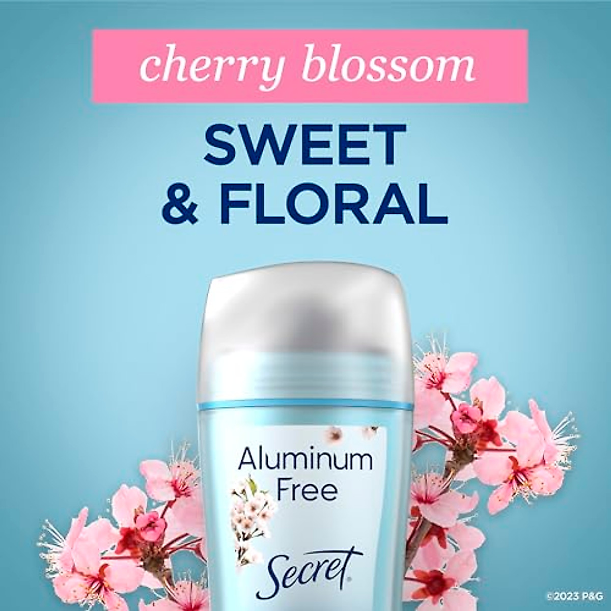 Secret Aluminum Free Deodorant for Women, 48hr Odor Protection, Free of Parabens Dyes Talc & Baking Soda, Cherry Blossom Scent, 2.4 oz (Pack Of 3)