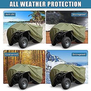 X AUTOHAUX ATV Cover for Polaris Scrambler 850 XP 1000 for Yamaha Grizzly Oxford All Season Weather Waterproof Outdoor Protection 4 Wheeler Covers Quad Cover fit Most 250CC-600CC Green