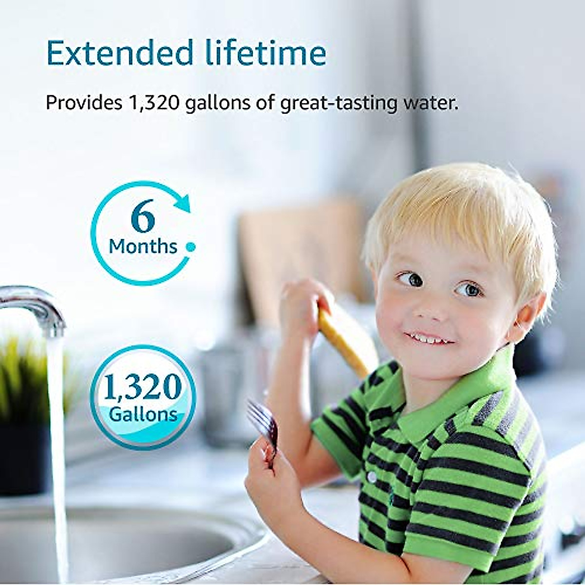 AQUA CREST FQK1K Under Sink Water Filter, 1320 Gallons, Replacement for GE FQK1K, FQK2J, GXK185K and GX1S50R (Pack of 1)