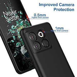 Foluu Silicone Case for OnePlus 10T, for OnePlus 10T 5G Liquid Gel Rubber Bumper Case with Soft Microfiber Lining Cushion Slim Hard Shell Shockproof Protective Cover for OnePlus 10T 2022 (Black)