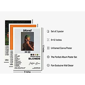 Bkioqoh A Set of 3 canvas posters,Frank Ocean Poster Blonde Poster Channel Orange Poster, Album Aesthetics 3 Piece Set,8x12IN Canvas Prints Unframed Set of 3