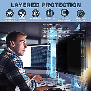 Skylarking 24 inches Computer Privacy Screen Filter, Anti-Spy Anti-Glare Screen Protector Film Compatible 24" Widescreen Computer Monitor with Aspect Ratio 16:9 (WxH:531mm x 298mm)