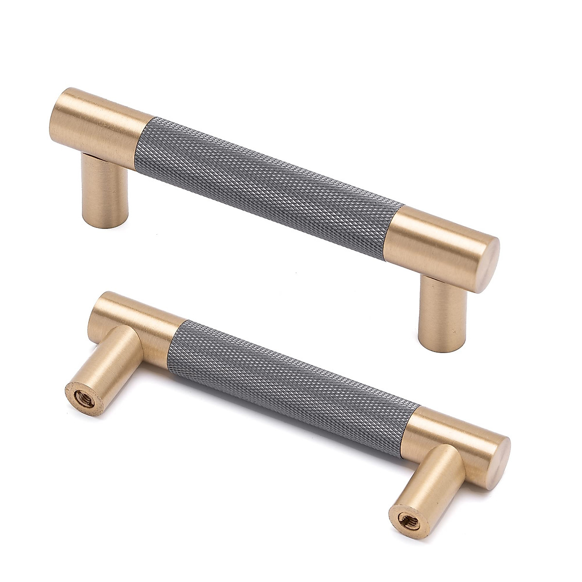 Linkaa Cabinet Handles Knurled Kitchen Cabinet Drawer Pulls,Kitchen Cabinet Handles Gold Drawer Pulls Acrylic Drawers Gold Cabinet Pulls Antique Brass Cabinet Pulls, 10 Pack (96mm(3.7''))