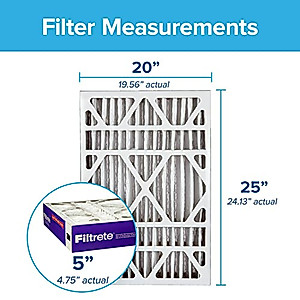 Filtrete 20x25x5 Air Filter MPR 1550 DP MERV 12, Healthy Living Ultra Allergen Deep Pleat, 1-Pack, Fits Lennox & Honeywell Devices (exact dimensions 19.56 x 24.19 x 4.69)