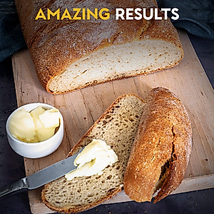 Banneton Bread Proofing Basket By Caesar Bread, 10 Inch Oval Sourdough Brotform For Rising Dough Set, Include Cloth Liner, Scraper, Bread Lame, Brush & Recipe Book For Beginners & Professional Bakers