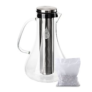 Invigorated Water pH Replenish Glass Alkaline Water Pitcher - Long Lasting Water Filter Pitcher for Pure Drinking Water - Water Jug for High pH Filtered Water - 1.8 L / 61 Oz