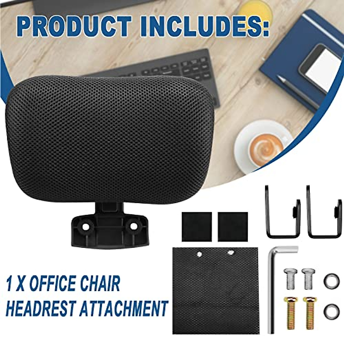 Adjustable Headrest for Office Chair, Universal Chair Head Neck Support Cushion Attachment Elastic Sponge Nylon Frame Head Rest Detachable Upholstered for Ergonomic Chair,Headrest Only (Black3.0)
