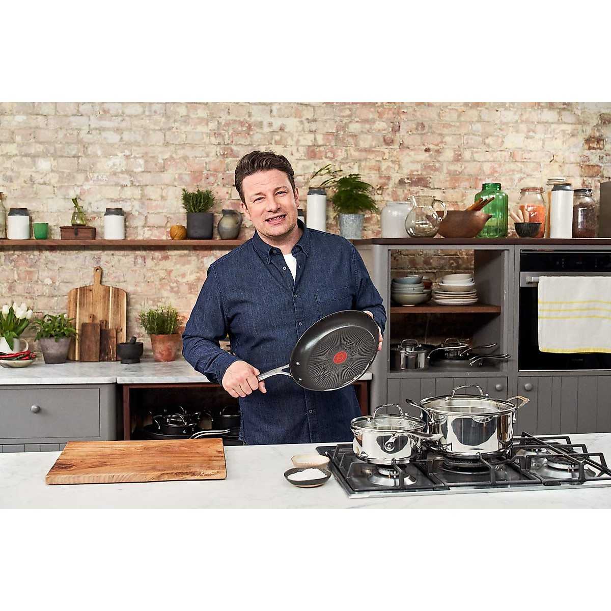 Tefal Cook's Direct Frying Pan, 24cm, Jamie Oliver, Stainless Steel