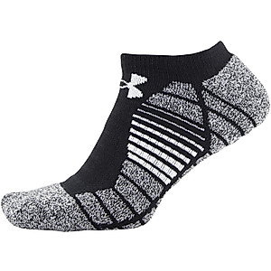 Under Armour Adult Elevated Performance No Show Socks, 3-Pairs , Black , Large