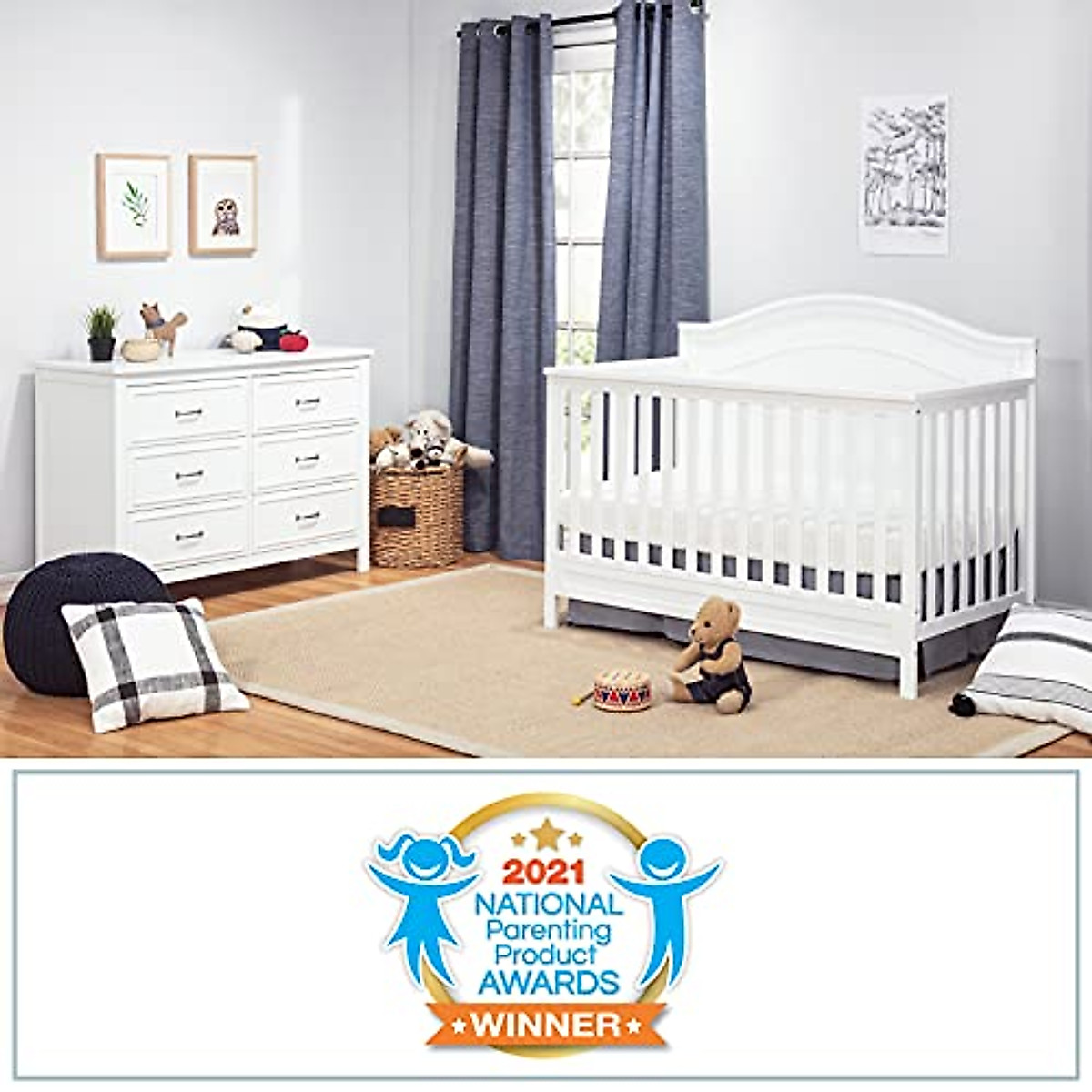 DaVinci Charlie 4-in-1 Convertible Crib in White, Greenguard Gold Certified