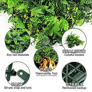 ULAND Artificial Topiary Hedges Panels, Plastic Faux Shrubs Fence Mat, Greenery Wall Backdrop Decor, Garden Privacy Screen Fence, Pack of 12pcs 20"x20"