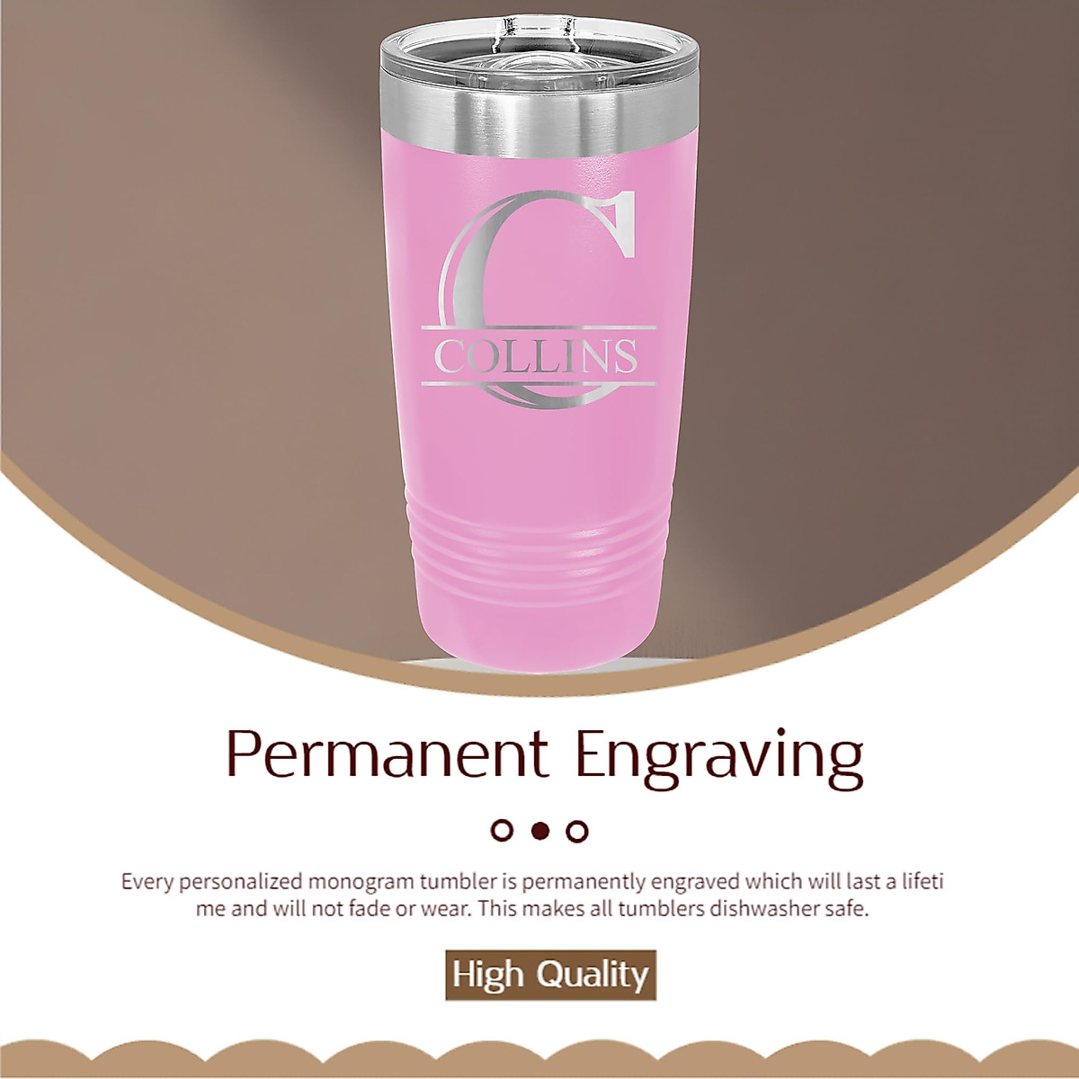 Personalized Tumbler with Engraved Name, Custom 20oz Stainless Steel Travel Mug with Lids, Monogrammed Gifts for Men with Initials, Double Wall Insulated, Unique Christmas Birthday Gift(Design 1)