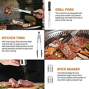 Griddle Accessories Kit, 34Pcs Extra Thick Flat Top Griddle Grill Set for Professional Chef Spatula Grill BBQ Set,with Oil Brush, Spatula,Scraper, Bottle, Tongs,Egg Ring,for Camping Outdoor Grill