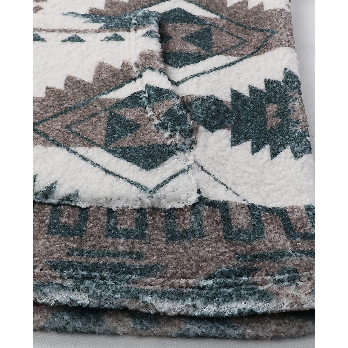 chouyatou Men's Tribal Aztec Printed 1/4 Zip Fuzzy Sherpa Pullover Sweatshirt Hoodie (Medium, Brown)