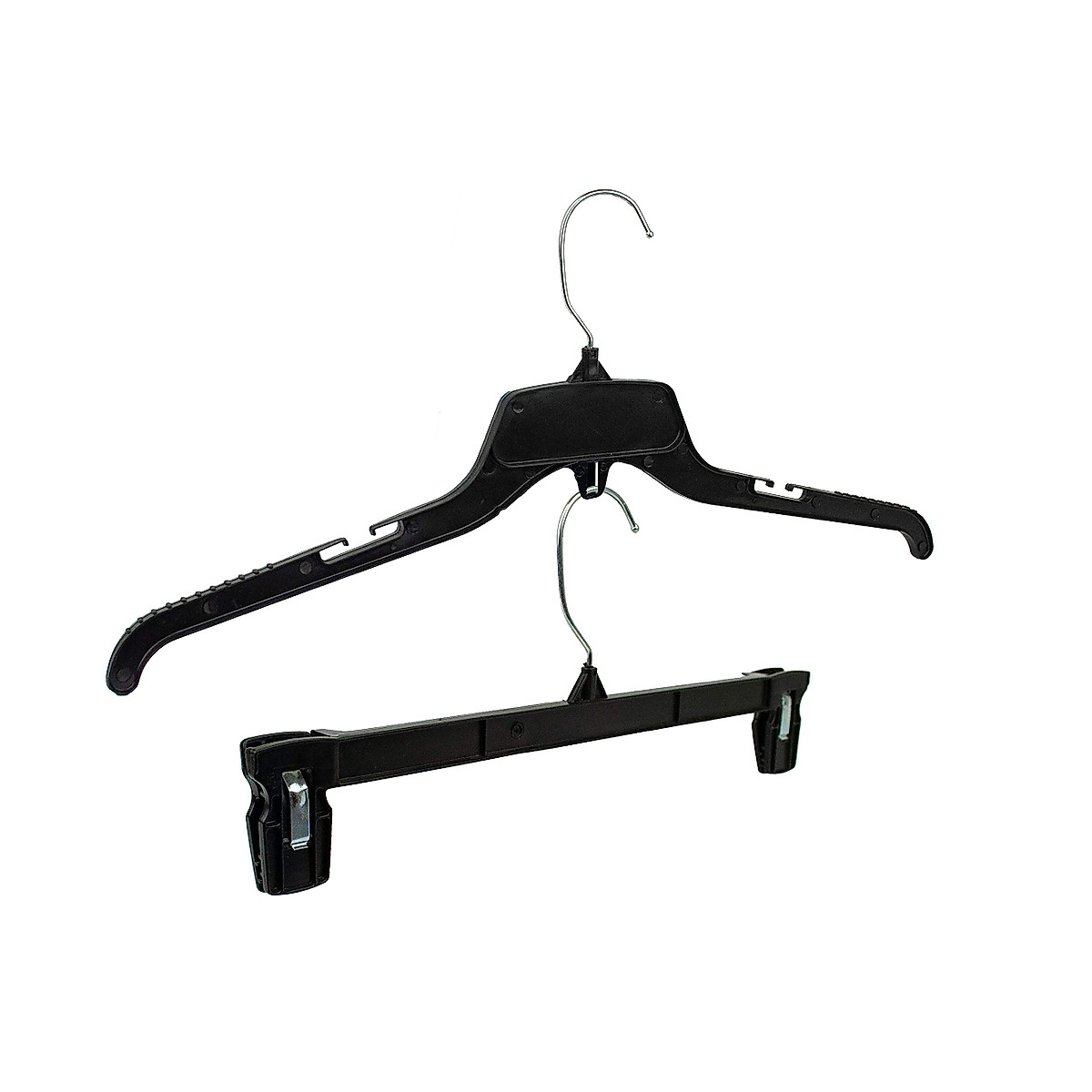 HangOn Combo Set Recycled Plastic Shirt & Pants Hangers, 19 Inch & 14 Inch, Black, 30 Pack