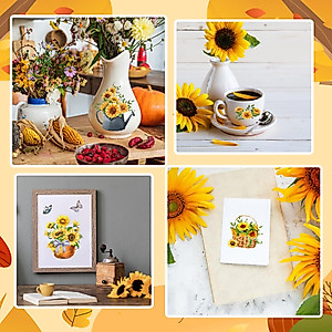 Cieovo 9 Sheets Sunflower Stickers Rub on Transfers Stickers Vintage Furniture Flowers Rub on Transfers Stickers Decal for Home Office Paper Wood Furniture Arts DIY Craft
