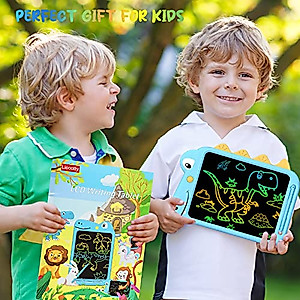 Licootty 10 Inch Colorful LCD Writing Tablet Doodle Board for Kids Girls Boys Baby Toddler Toys Educational Drawing Tablet Doodle Board Dinosaur Toys for Boys 3 4 5 6 7 8 Years Old Gifts (Dinosaur)