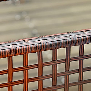 Outsunny Patio Wicker Pool Float Storage with Wheels, Outdoor Rolling PE Rattan Pool Caddy, Includes Compartment and Basket, for Pool, Garden, Deck, Mixed Brown