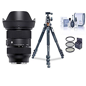 Sigma 24-70mm F2.8 DG DN Art Lens for Sony E, Bundle with Vanguard Alta Pro 264AT Tripod and Ball Head, Cleaning Kit, Cloth