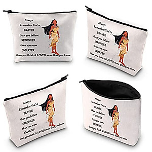 WZMPA Indian Princess Cosmetic Makeup Bag Princess Movie Fans Gift You Are Braver Stronger Smarter Than You Think Princess Makeup Zipper Pouch Bag For Women Girls (Always Poca)