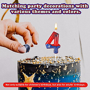 Spider Themed Birthday Candle, Red Blue Spider Web Candle Spider Candle Number Candle Birthday Cake Candle Spider Birthday Decorations for Boys Girls Birthday Cake Party Decoration (4)