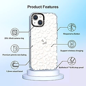 MOSNOVO Compatible with iPhone 14 Plus Case, [Buffertech™ 6.6 ft Drop Impact] [Anti Peel Off Tech] Clear TPU Bumper Phone Case Cover with White Leopard Designed for iPhone 14 Plus 6.7"