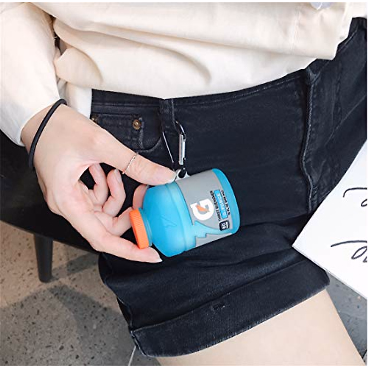 Shineyii for Airpod 2/1 Case Soft Silicone Cute Cartoon Kawaii Funny Cover Fashion Protective Skin Accessories Keychain Boys Kids Teens Cases Compatible with Airpods 2&1, Blue Bottle