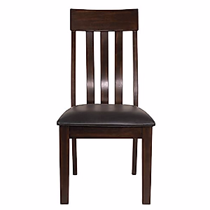Signature Design by Ashley Haddigan Faux Leather Cushioned Rake Back Dining Chair, 2 Count, Dark Brown