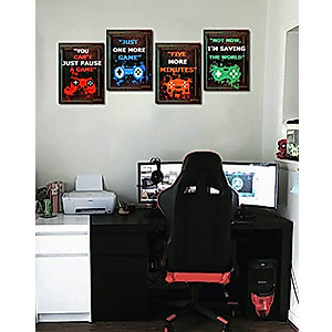 Game Room Wall Art Decor Funny Gaming Decorations Canvas Prints Boys Room Decorations Video Game Posters Pictures Decoration for Boys Bedroom Video Game Room Playroom Paintings Framed Ready to Hang