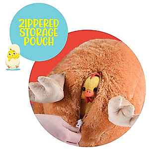 PREXTEX Hen Toy with Two Plastic Easter Eggs and Cute Baby Chicks Inside - Big Mommy Hen Plush with Chicks Zippered in Eggs - Adorable Chicken Plushies for Kids 3-5 Years Old